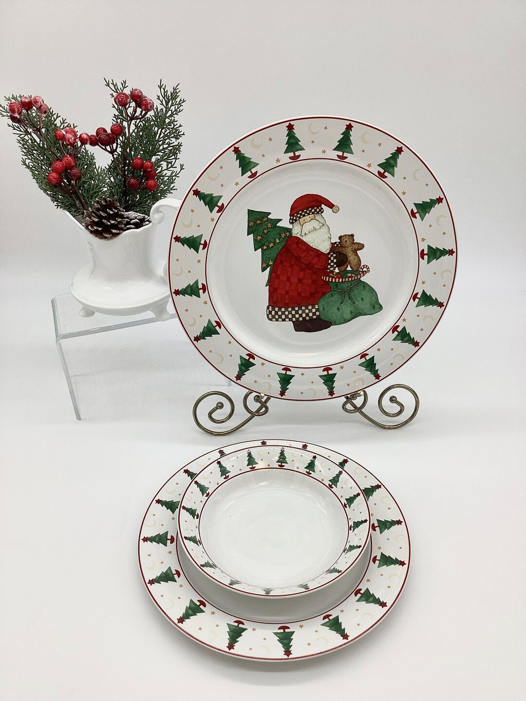 Sakura Magic of Santa Debbie Mumm Salad Bowl Sakura Chop Plate ...