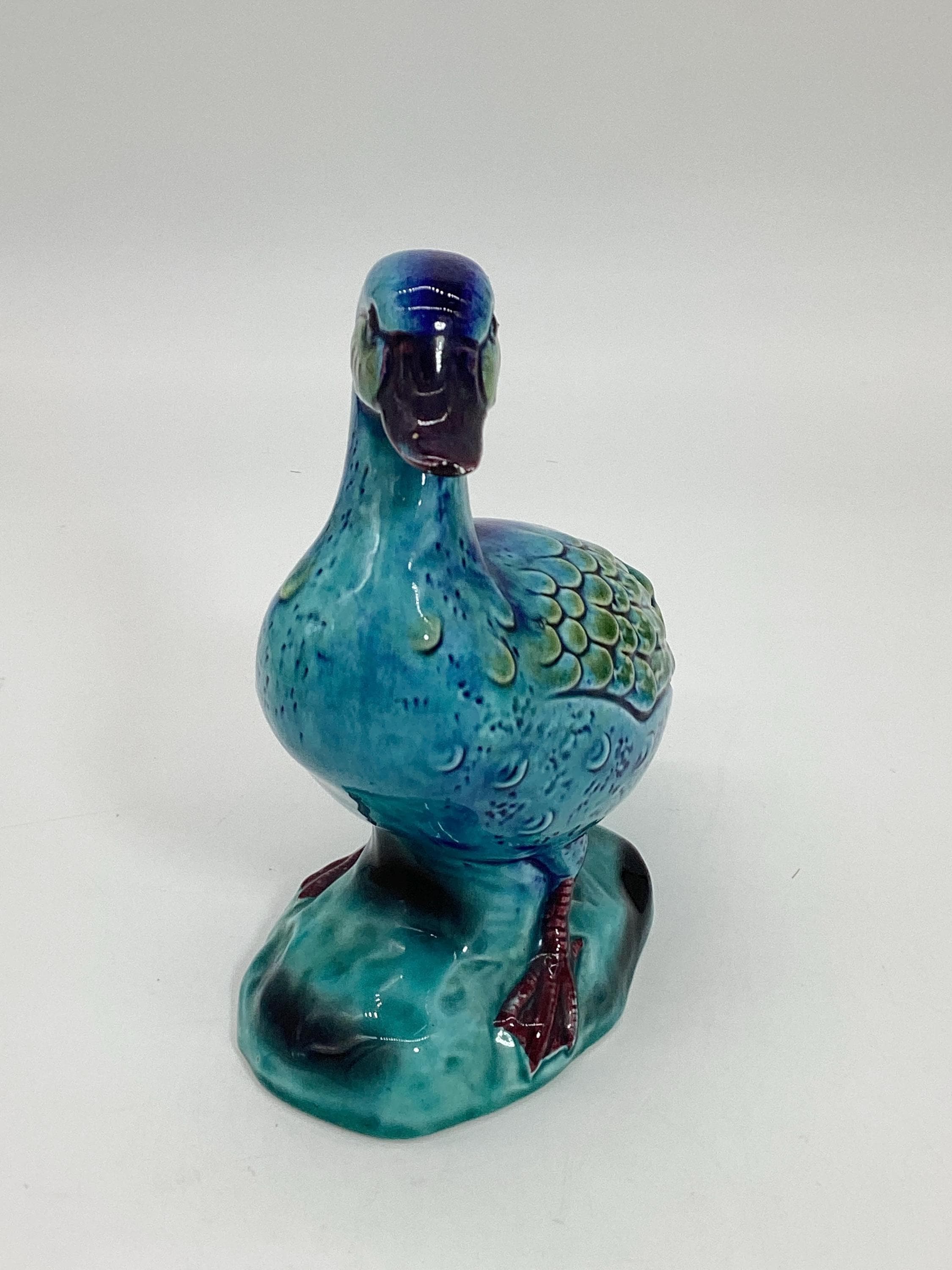 Vintage Hand-glazed Ceramic Blue Duck Figurine, Home Decor (GCAB-836 ...