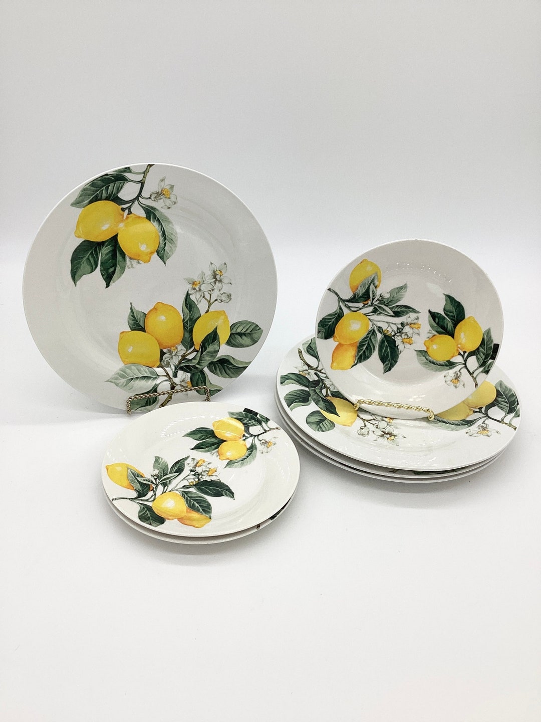 Royal Norfolk Lemon Pattern Plates Thanksgiving Tableware Lemon Design ...