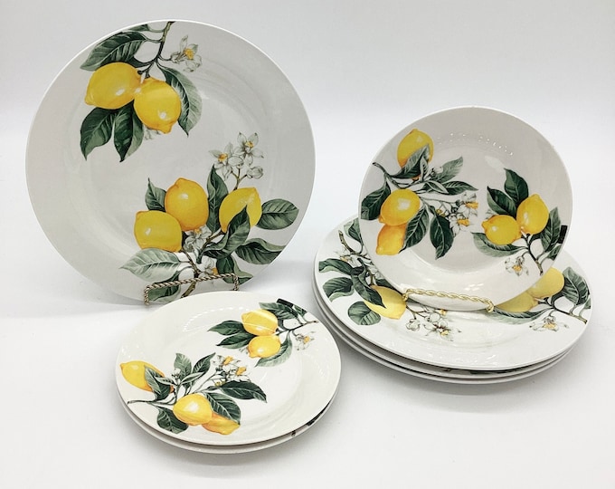 Serving Plates Set of Lemon With Leaf, Handmade Modern Ceramic ...