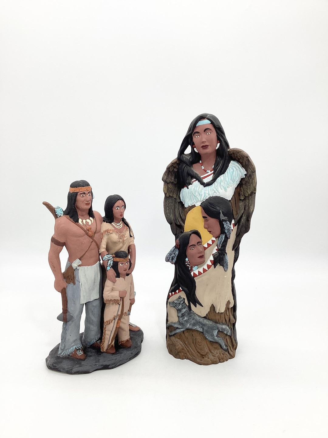 Native American Family; Native American Sculpture; Indigene Statue ...