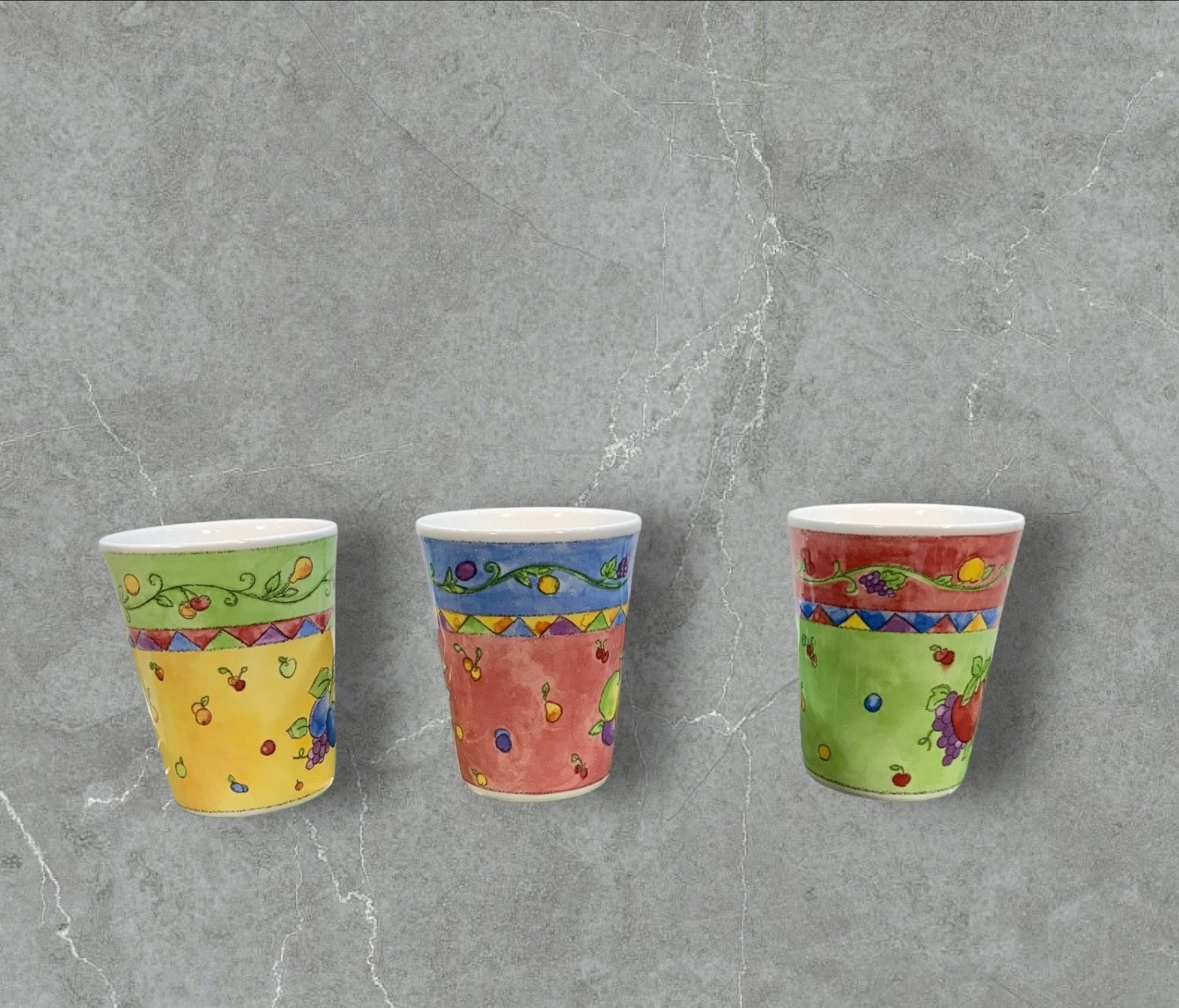 Sangria by Sango Fruit Mugs, Colorful Kitchen Decor, Set of 3 (H5-10 ...