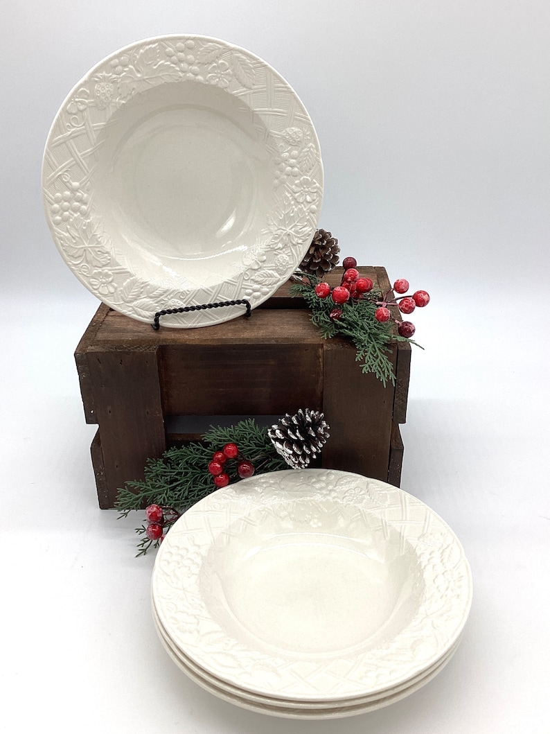 Mikasa English Countryside Soup Bowls, Set of 4, Embroidered Fruit Rim ...