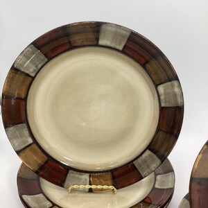 Brown and Tan Stoneware Everyday Dishware Farmhouse Tableware Modern ...