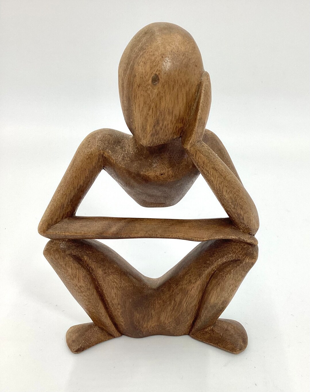 Suar Wood Abstract Sculpture - Thinking Man Pose, Rustic Home Decor (Z4 ...