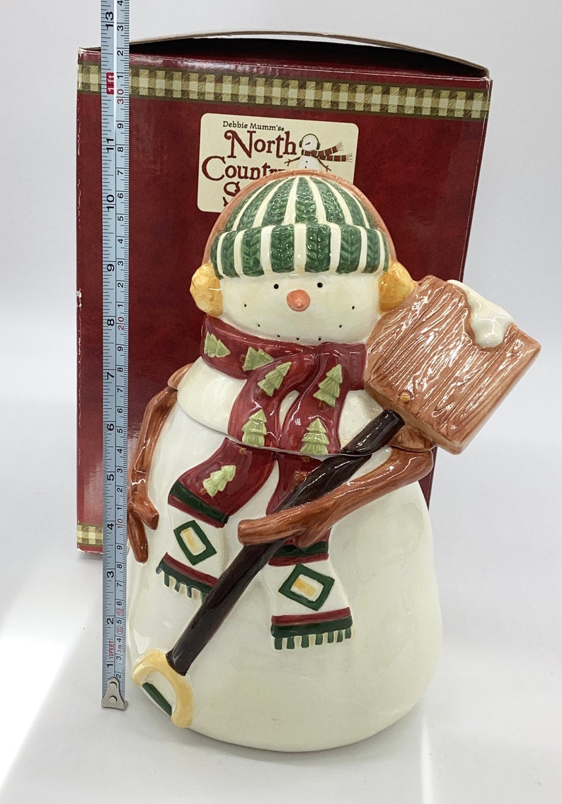Debbie Mumm Snowman Cookie Jar With Lid and Box, Christmas Kitchen ...