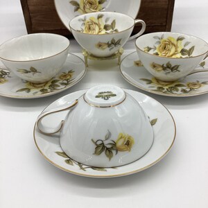 Set of 4 Yellow Rose Teacup Saucer Harmony House China Elegant ...
