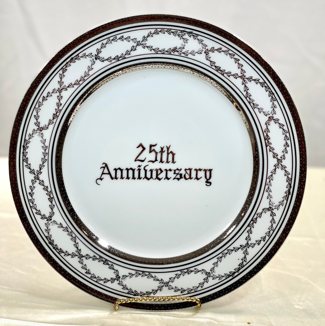 25th Anniversary Plate by Norcrest N B-459 Silver Wedding Anniversary ...