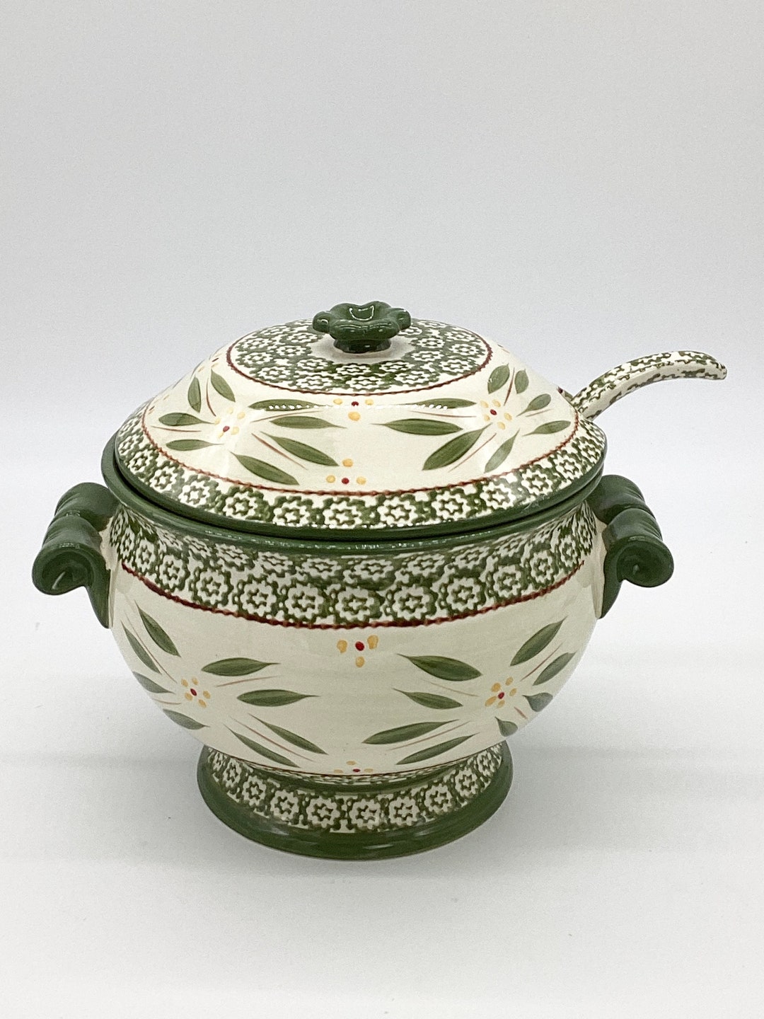 Temptations Soup Tureen by Tara Old Green Serving Bowl With Lid Table ...