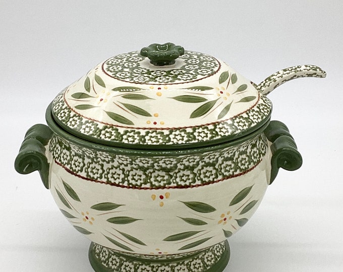 Temptations Soup Tureen by Tara Old Green Serving Bowl With Lid Table ...