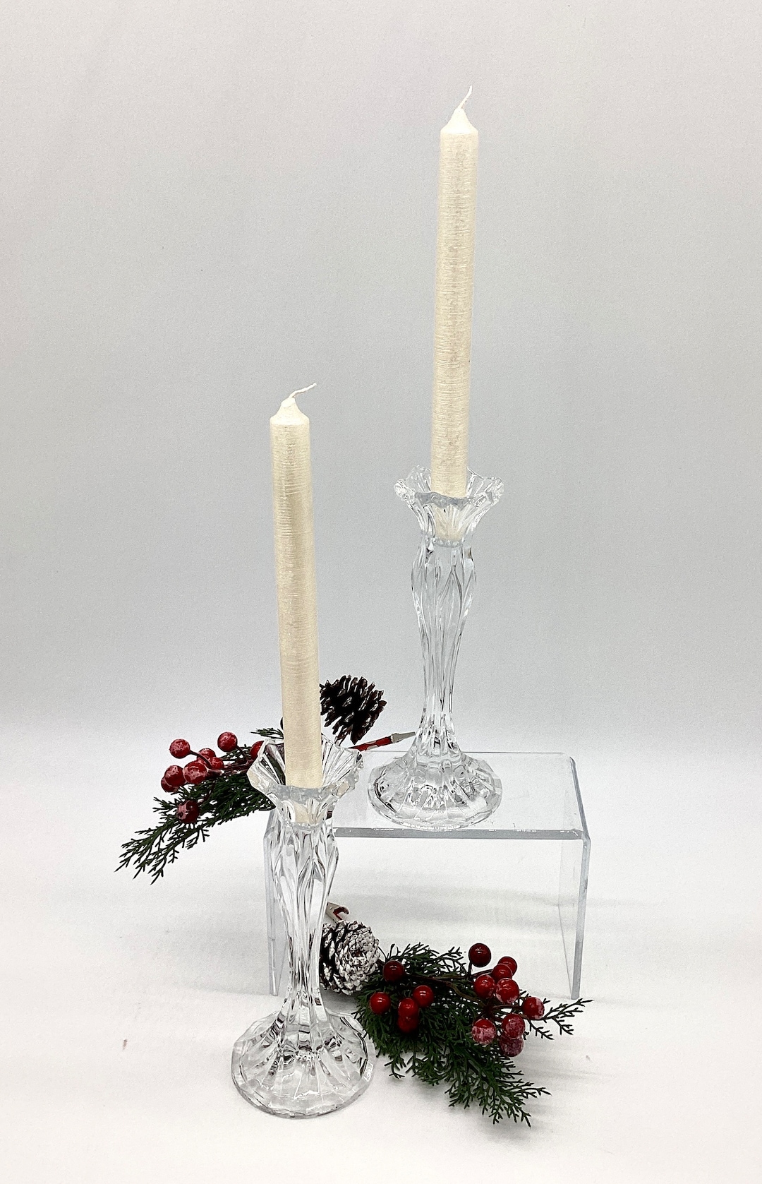 JG Durand Crystal Calliope Taper Candlestick Holder Elegant Dining ...