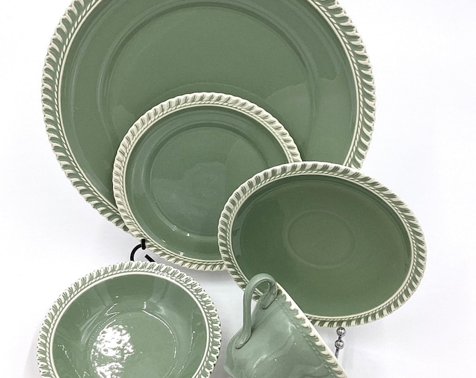 Green Tableware Set for 6 People Chesterton Celadon by Harker Pottery ...