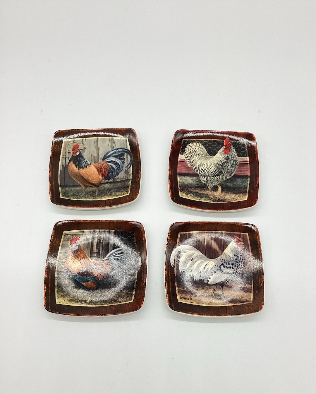 Rooster Plate Set Rooster Decorative Plate Rooster Coaster Set Plate ...