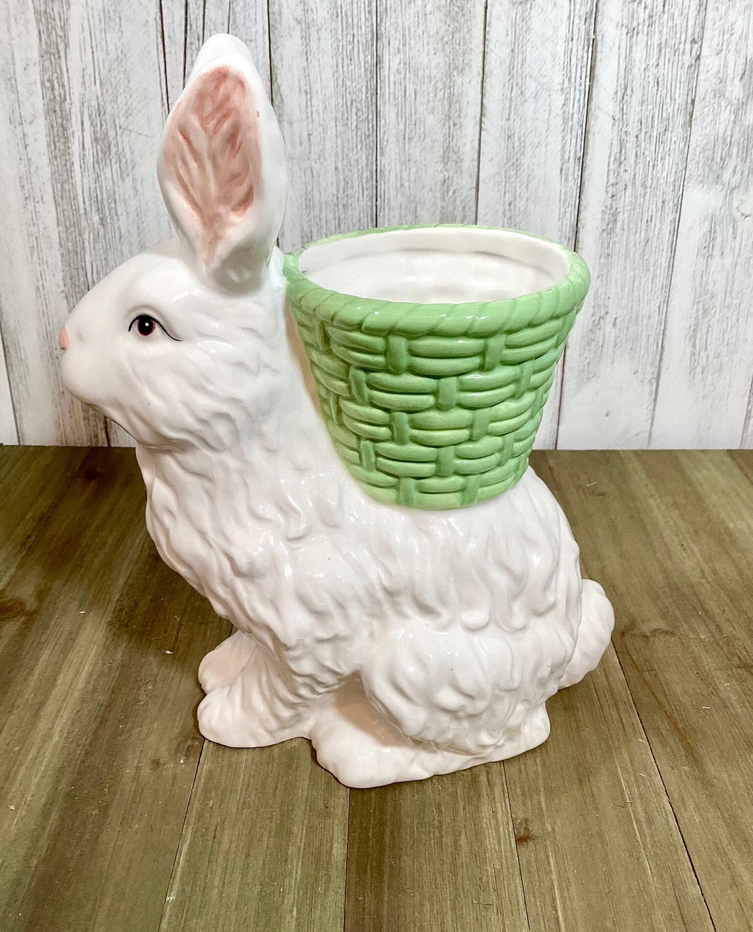 Bunny Flower Pot Unique Easter Decor Ceramic Pot White Rabbit Flower ...