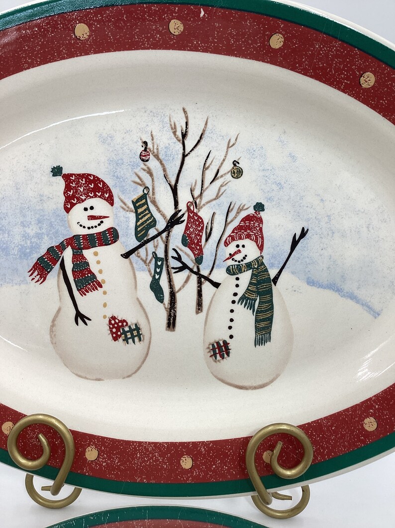 Royal Seasons Christmas Stoneware Platter and Bowl Set, Snowmen Design ...