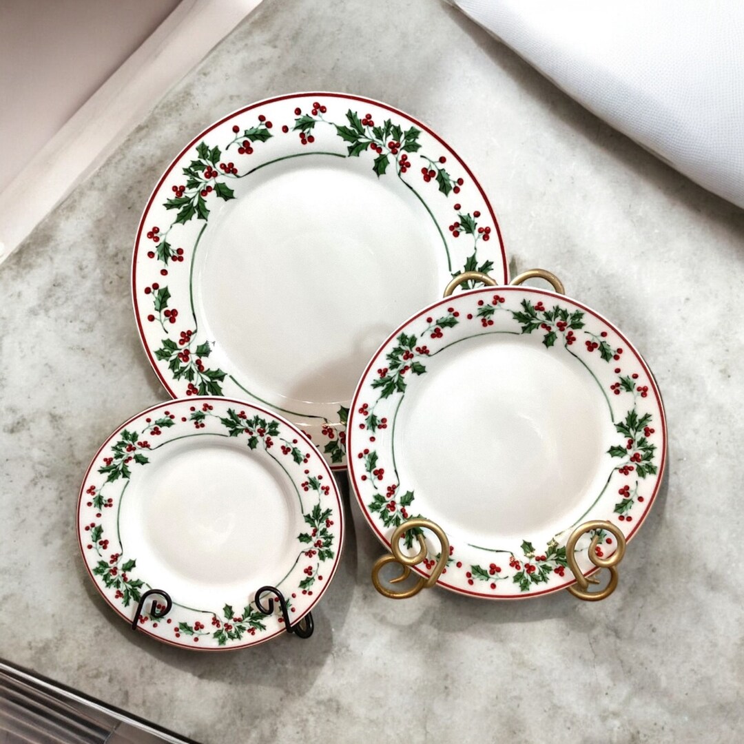 Christmas Dinnerware Winter Gathering Dinner Plate Salad Plate Bread ...