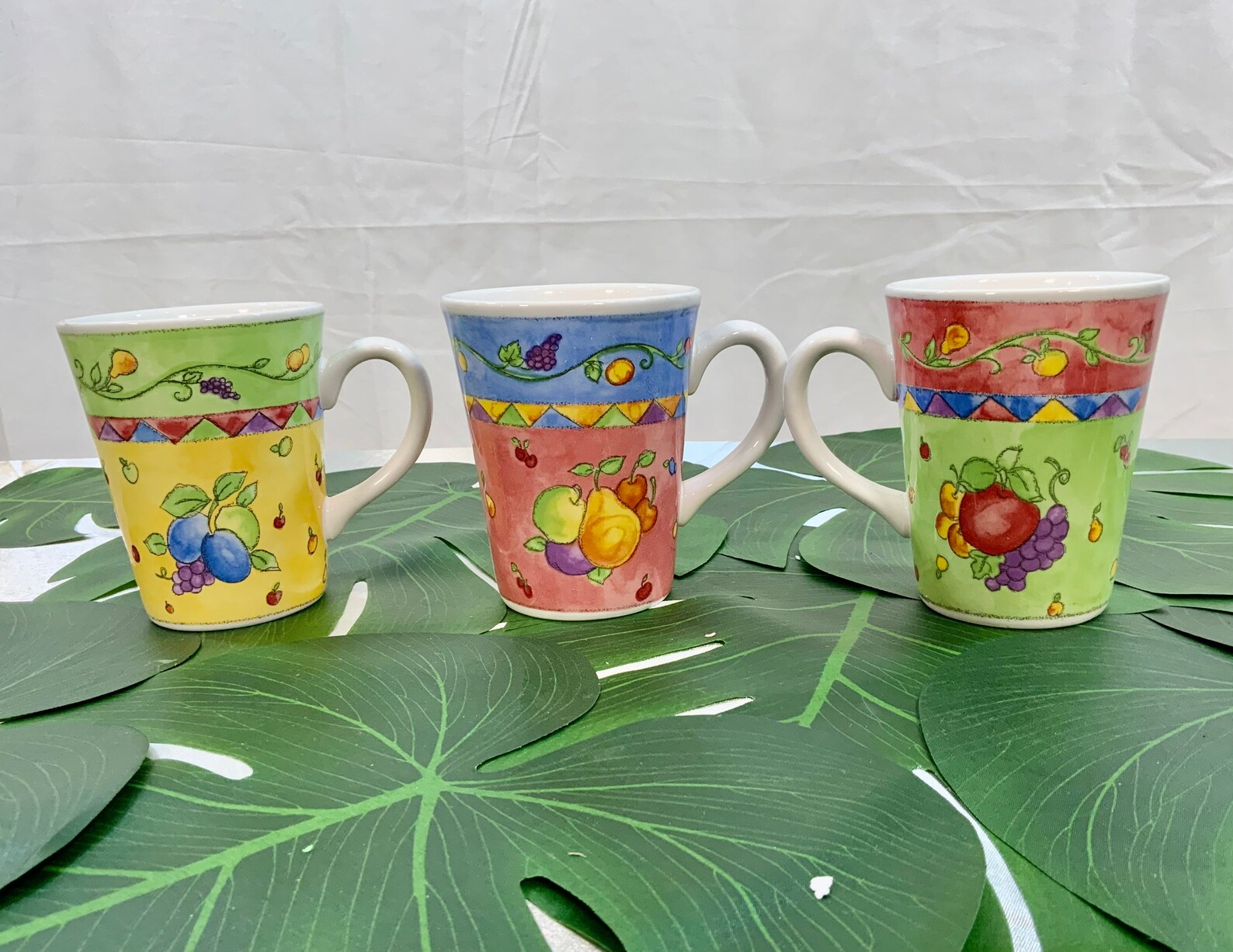 Sangria by Sango Fruit Mugs, Colorful Kitchen Decor, Set of 3 (H5-10 ...