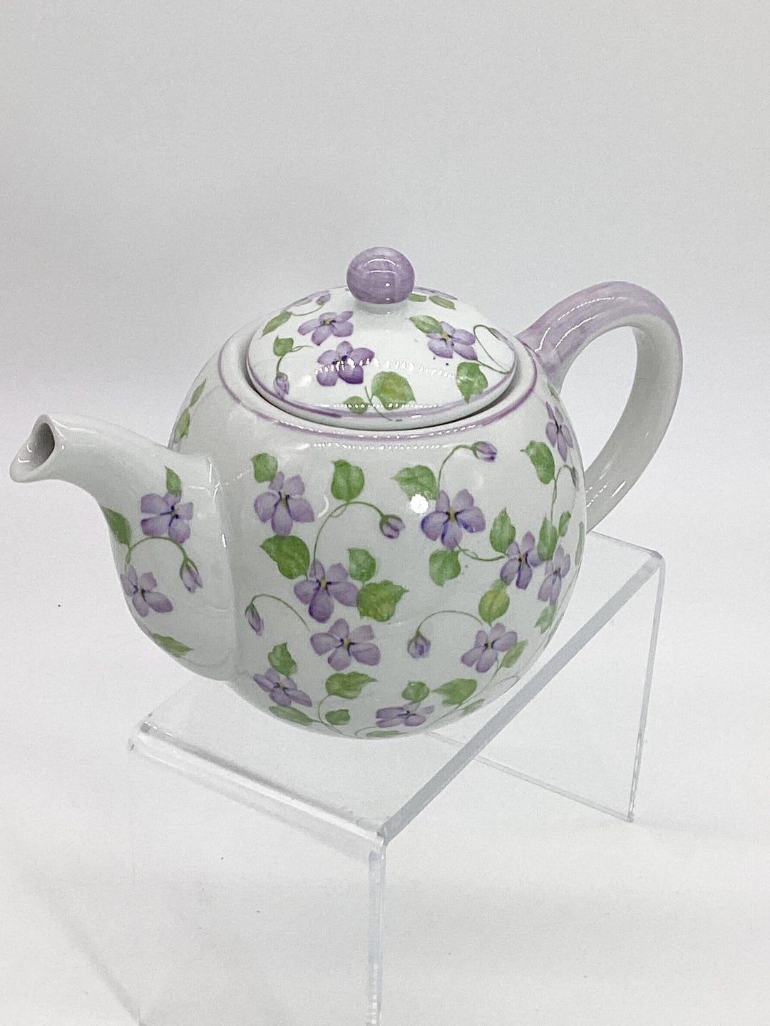 Floral Teapot Purple Violet Teapot Vintage Teapot Ceramic Tea Lover ...