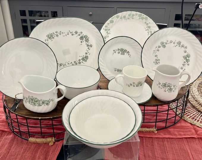 Corelle by Corning Callaway Ivy Swirl Pattern Dinnerware, USA Made, 8 ...
