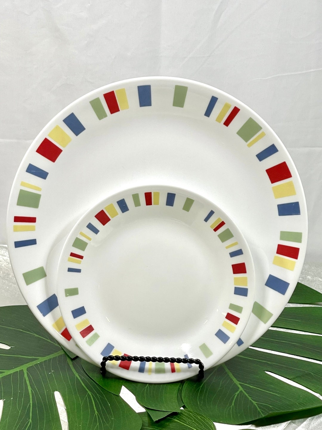 Vintage Corelle Memphis Plate Set, Colorful Tableware (2 Piece) (G4-5 ...