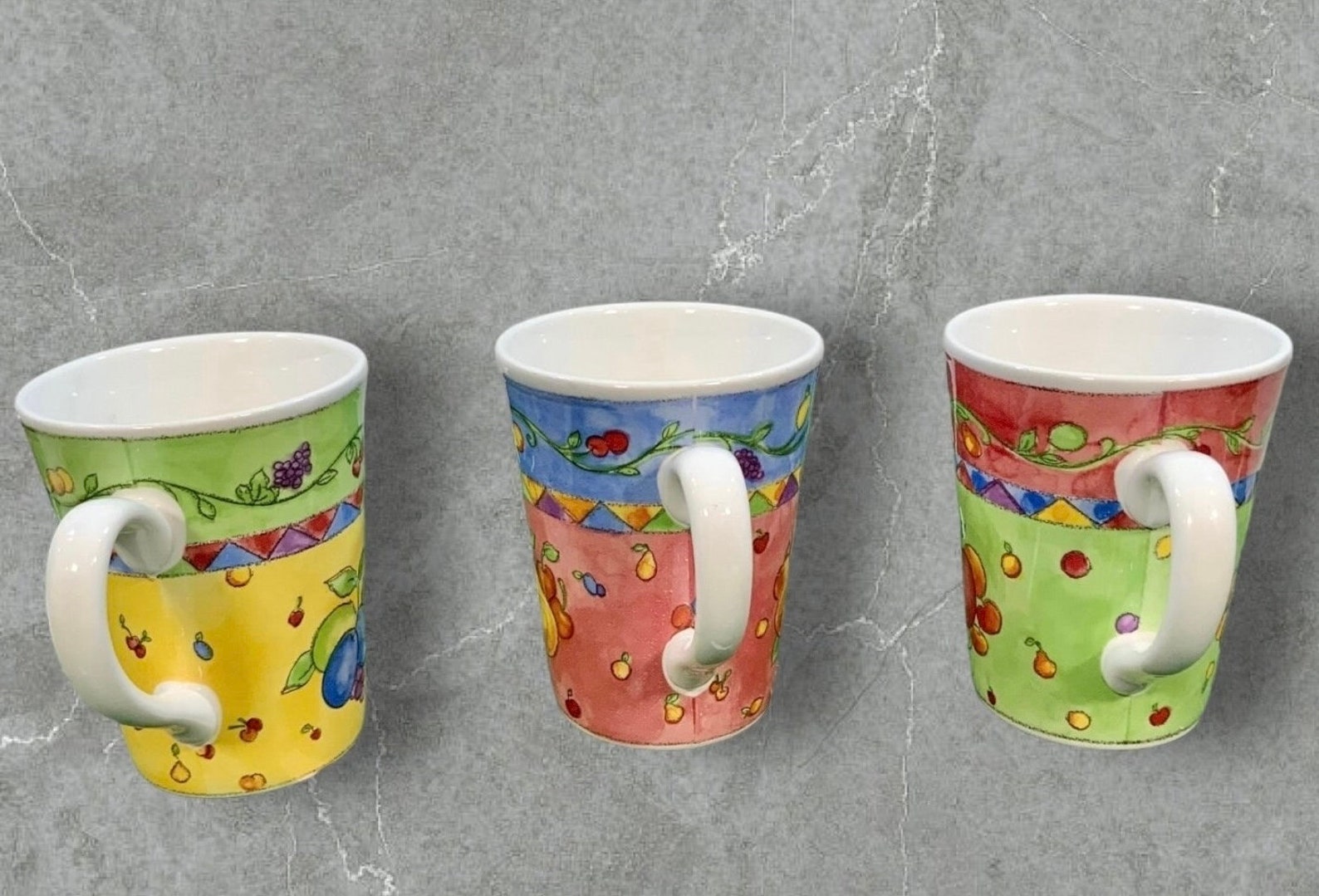 Sangria by Sango Fruit Mugs, Colorful Kitchen Decor, Set of 3 (H5-10 ...