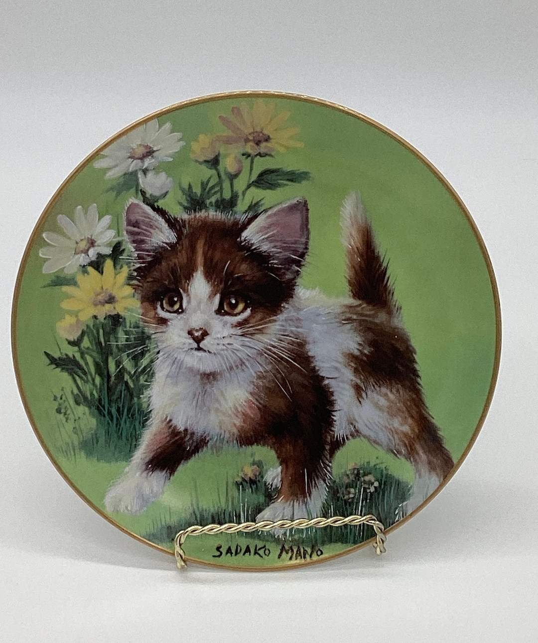 Cat Lover Plate Kitten With Daisy Decorative Cat Plate Collectors ...