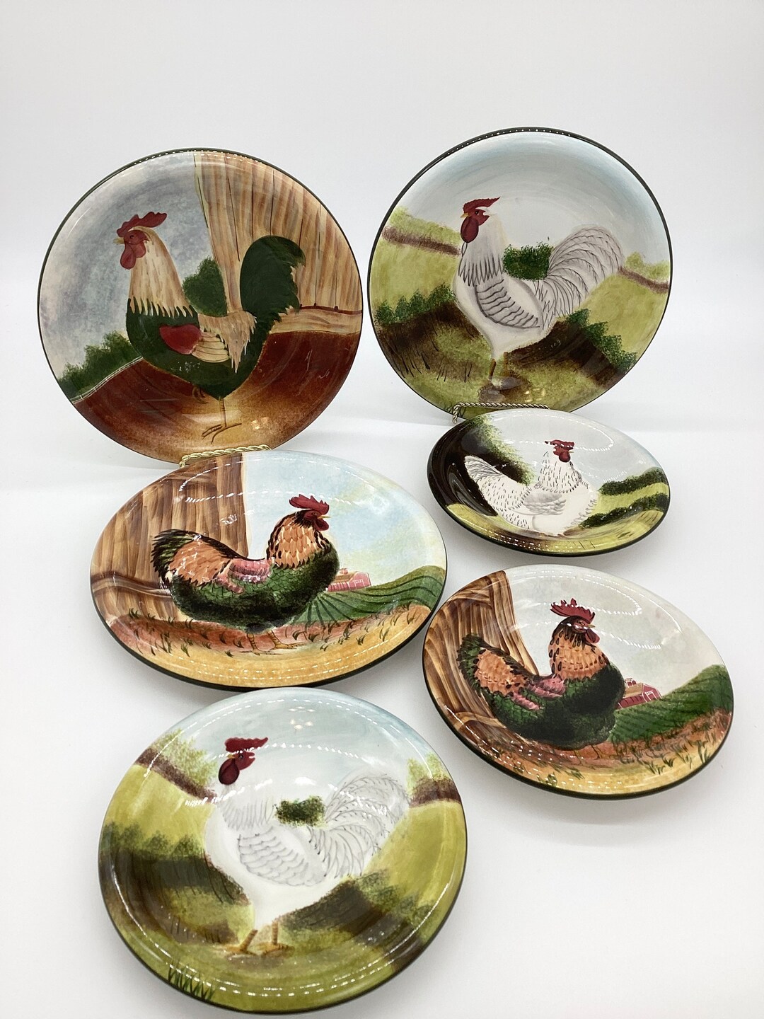 Sakura Rooster Plates, Set of 6, Thanksgiving Farmhouse Decor (G.7) - Etsy
