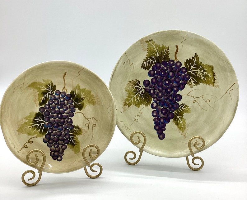 Grape Pattern Dinner and Salad Plate Set, Rustic Tableware (U5) - Etsy