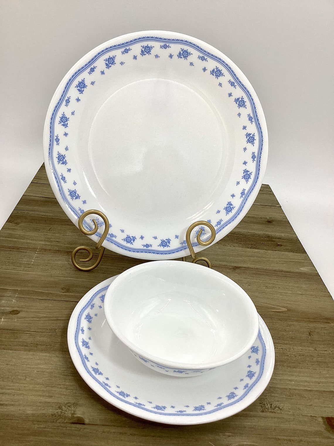 Vintage Corelle Morning Blue Dishes, Dainty Floral Dinnerware (D4-13 ...