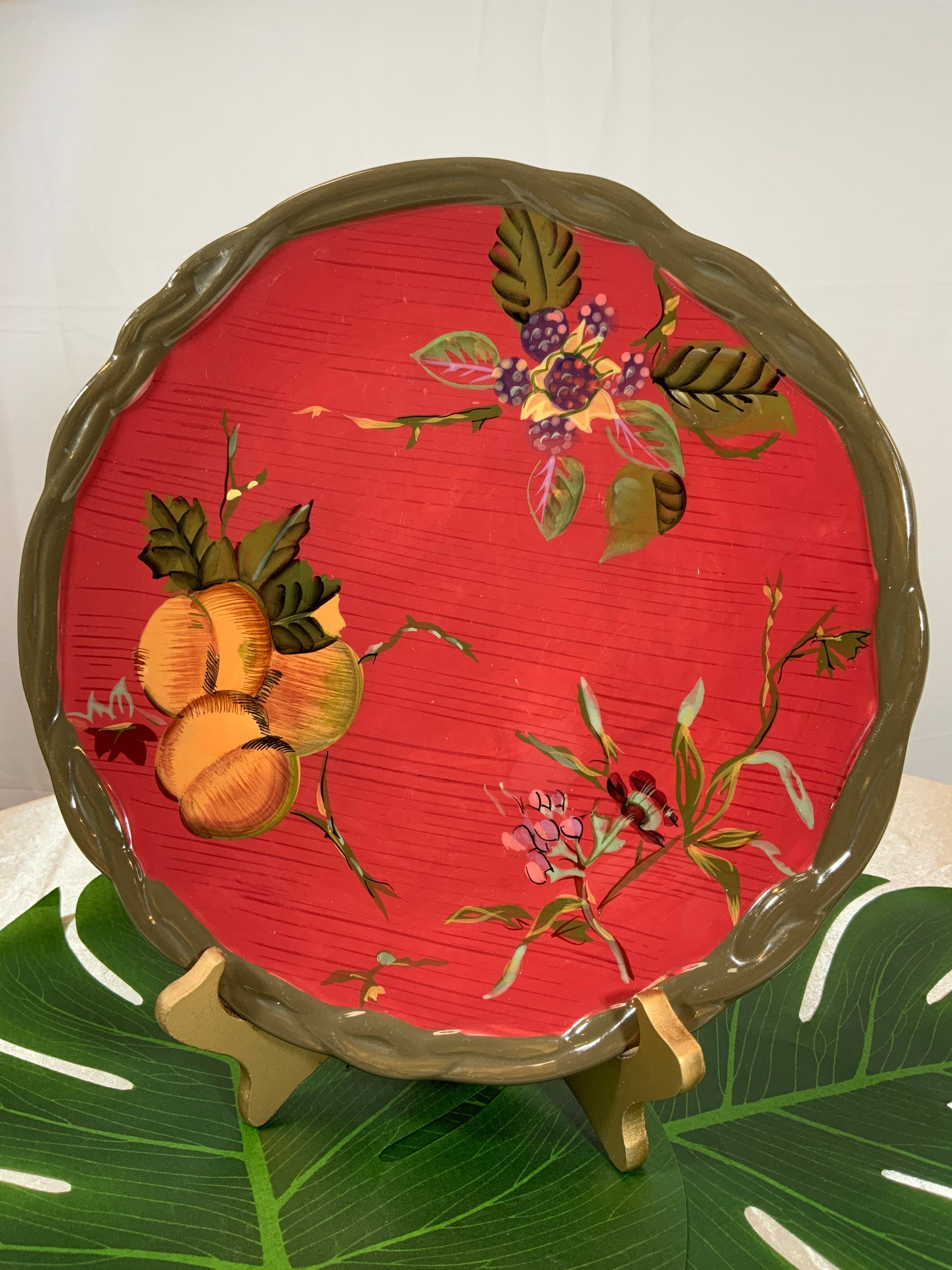 Vintage Tracy Porter Dinner Plate, Red Autumn Harvest Decor, 11" (K1 ...