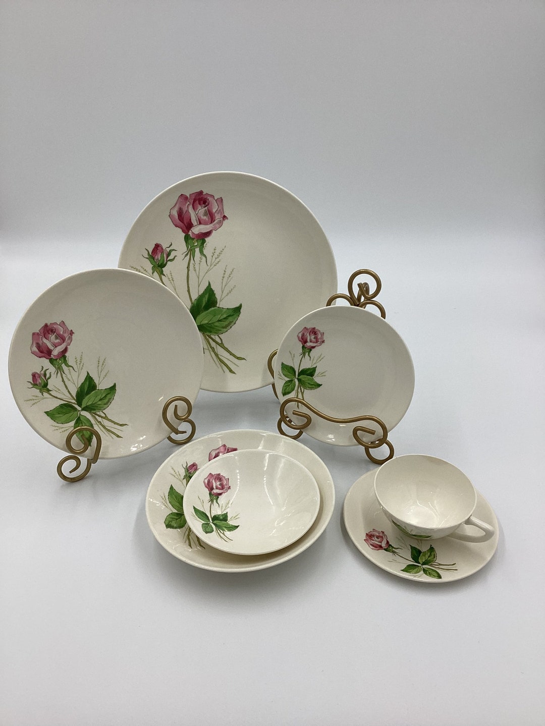 Tea Rose Edwin Knowles China, 7-piece Floral Place Setting (R8-10) - Etsy