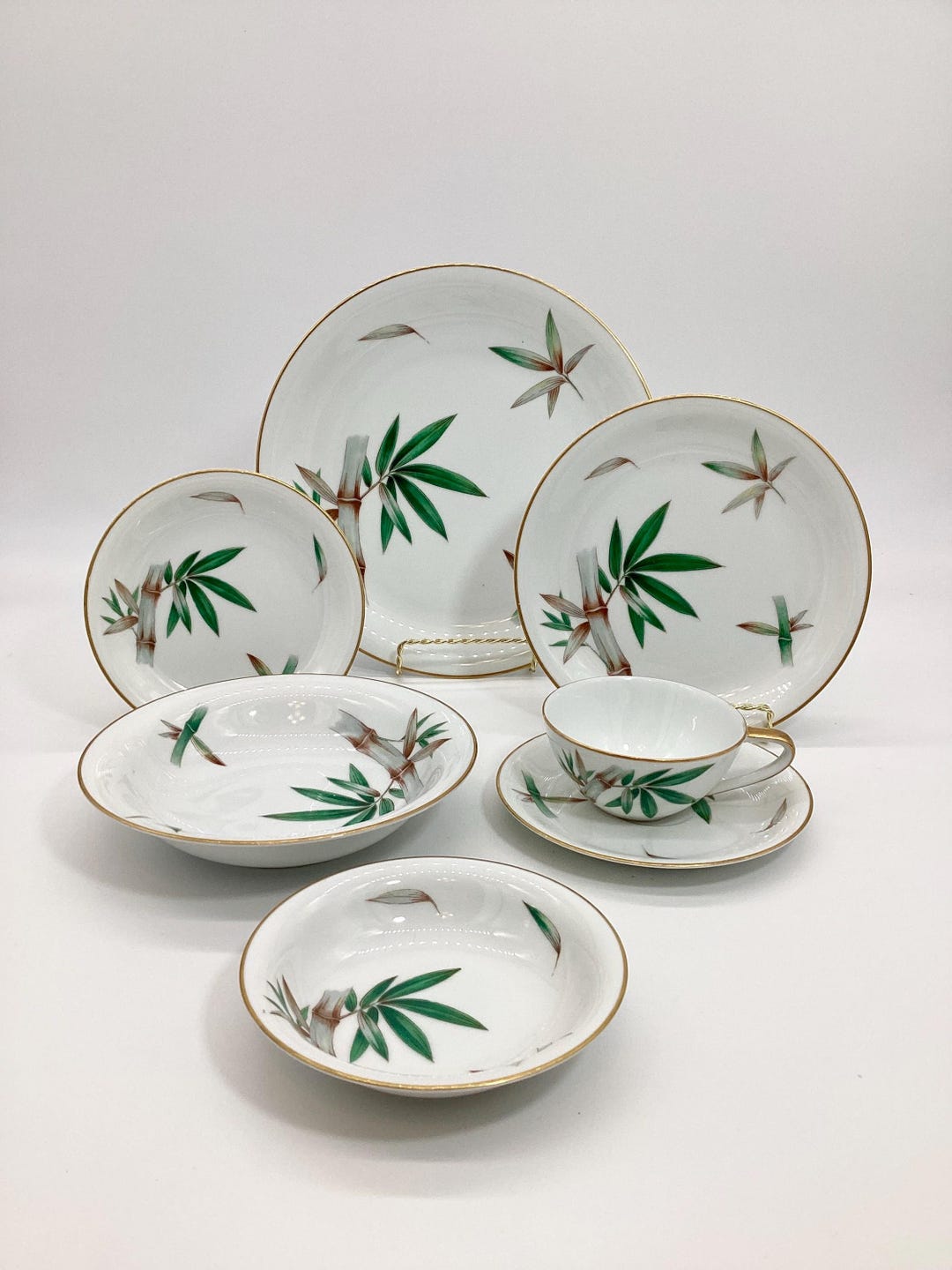 Noritake Canton Bamboo Pattern Dinner Set Japanese Dishes Dinner Party ...