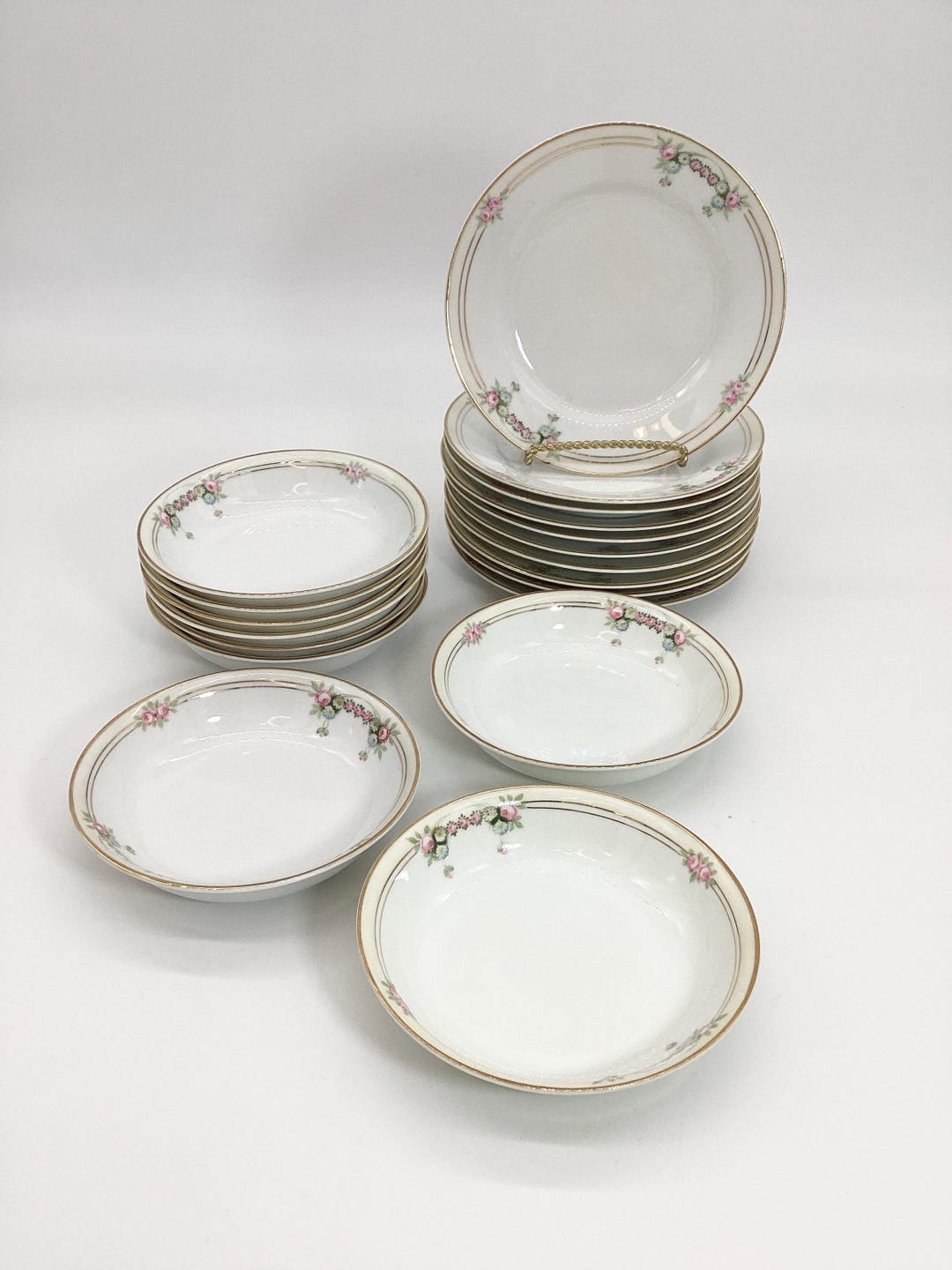 Eleanor Basset Noritake Bowls and Plates – Floral Gold Rim China (488 ...