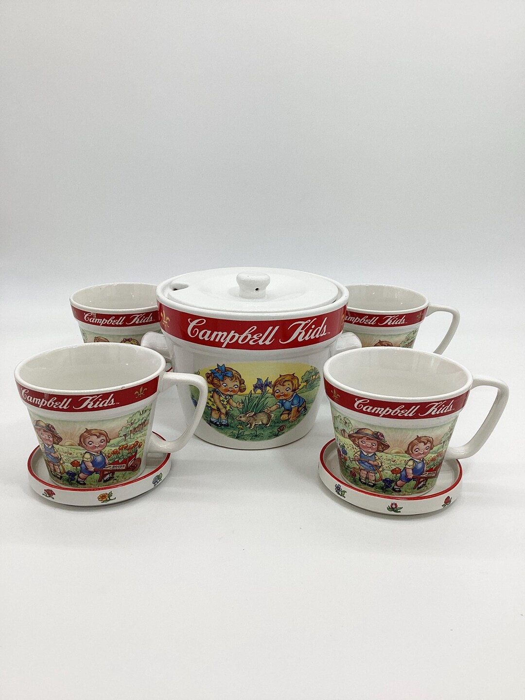 Soup Serving Set Serving Bowl With Lid Soup Mug With Lid Vintage Soup ...