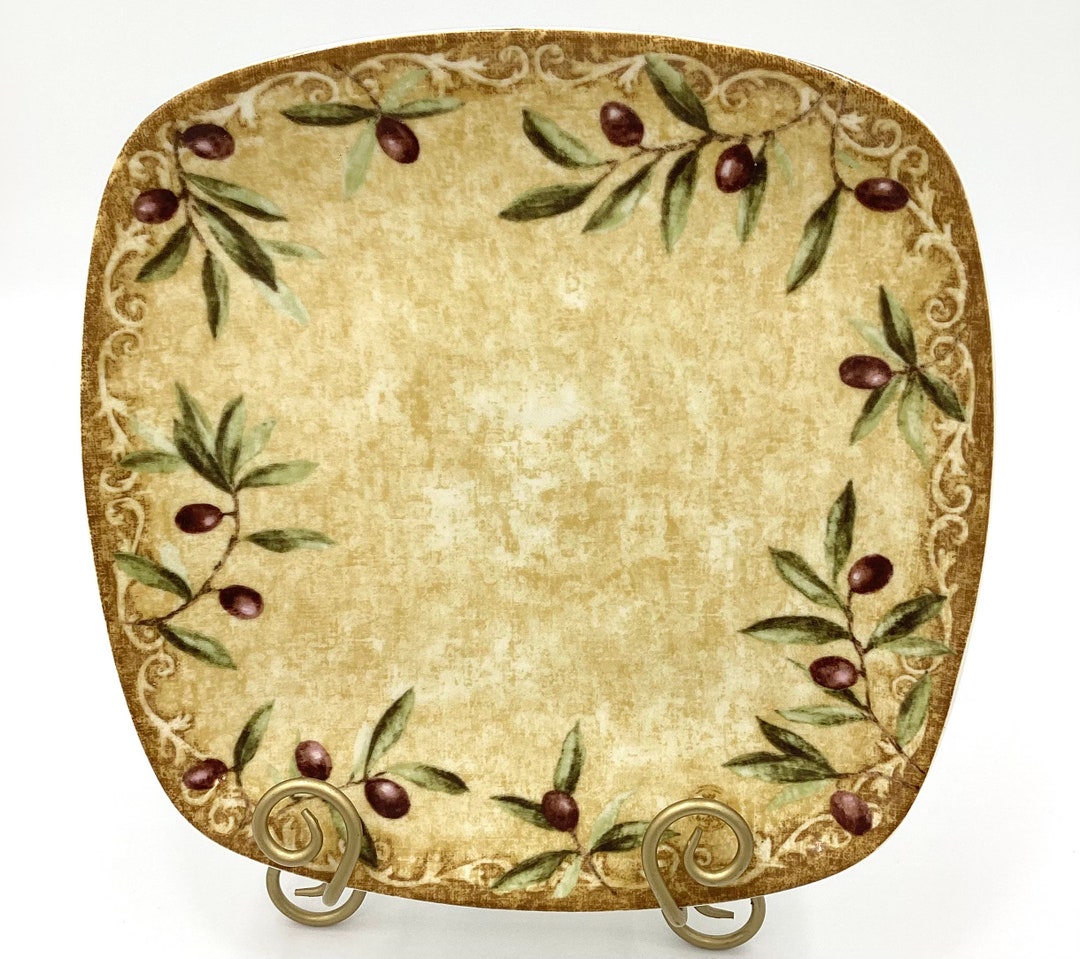 222 Fifth PTS International Oliveto Square Porcelain Dinner Plate ...