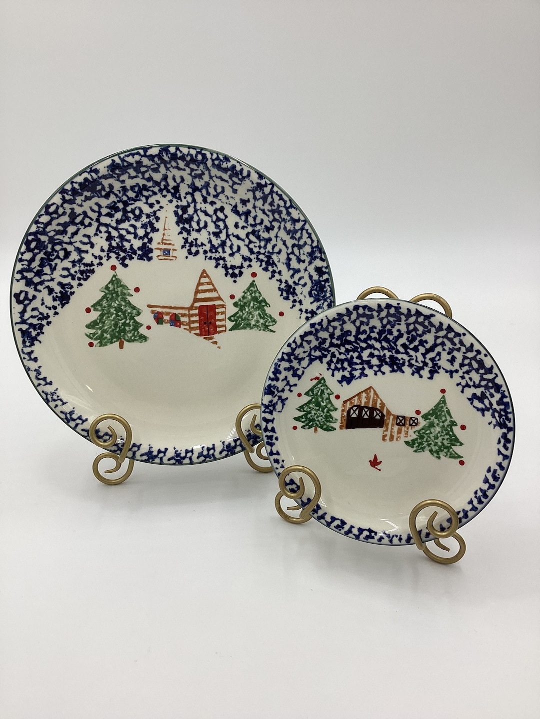 Cabin in the Snow Dinnerware 2pc Dinner and Salad Plate Set Salt ...