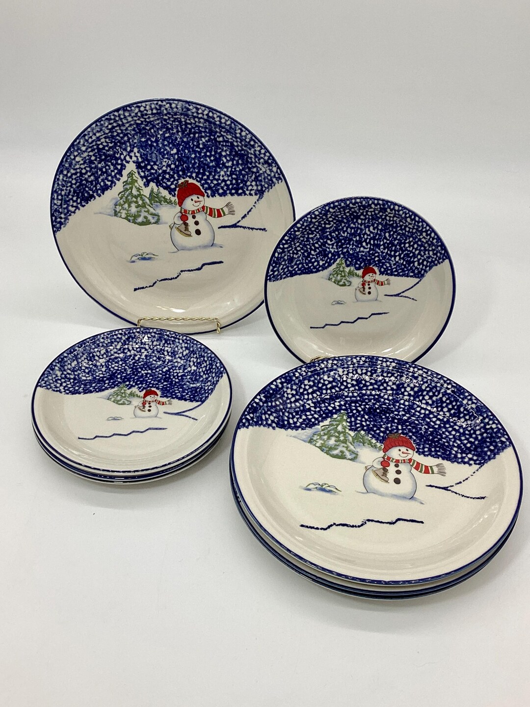 Thompson Pottery Snowmen Plates, Set of 8, Christmas Tableware (M.9 ...