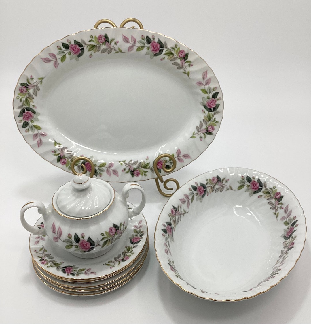 Regency Rose Dish Creative Fine China Gold Trimmed Pink Rose Dish ...