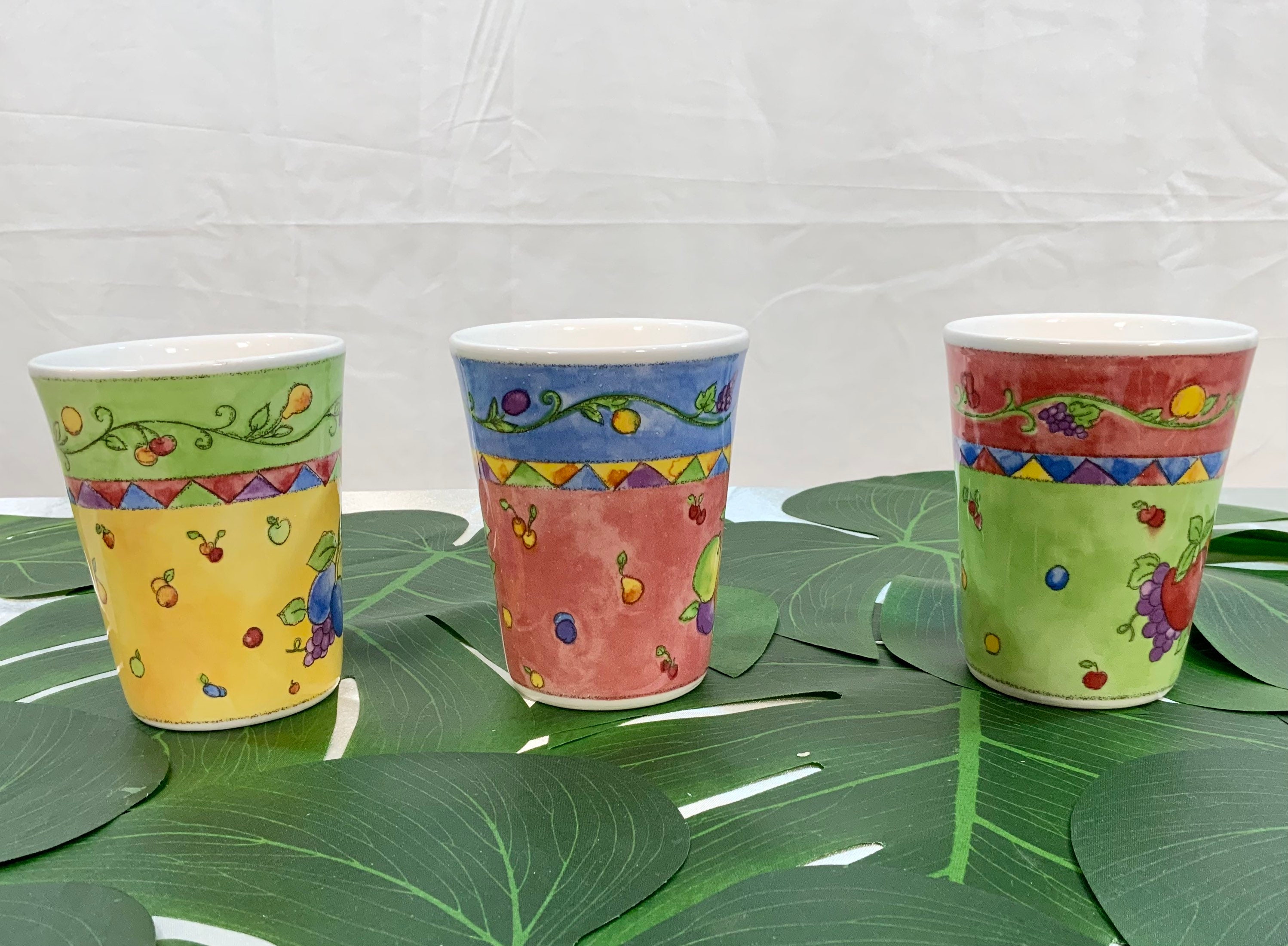 Sangria by Sango Fruit Mugs, Colorful Kitchen Decor, Set of 3 (H5-10 ...