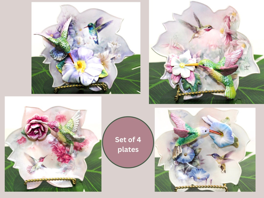 Set of 4 Plates Hummingbirds 3D Plates by Lena Liu Bird Lovers ...
