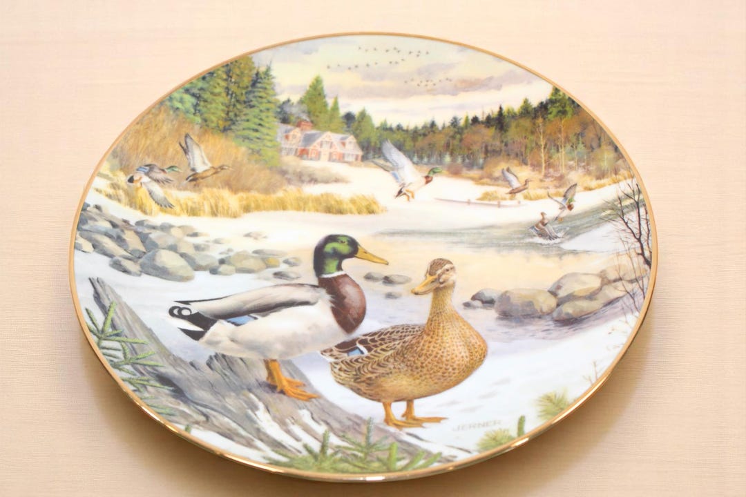 Mallard Duck Collectible Plate, Bart Jerner 1986, Cottage Rustic Decor ...