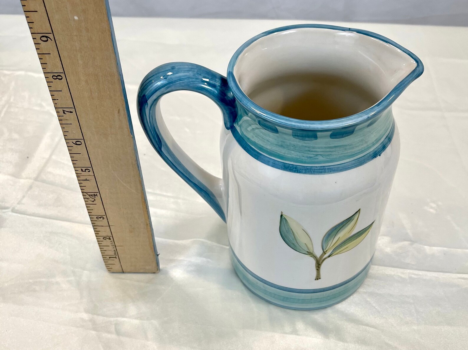 Portugal Ceramic Pitcher, Light Blue Plant Design, Vintage Decor (R) - Etsy