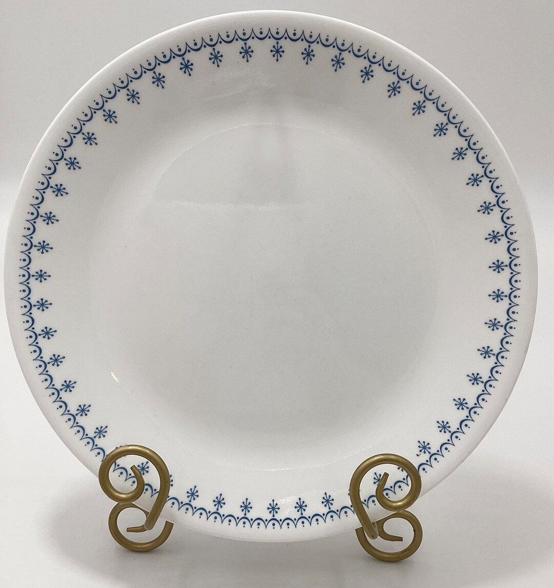 Vintage Corelle Livingware by Corning Snowflake Blue Dinner Plate Blue ...