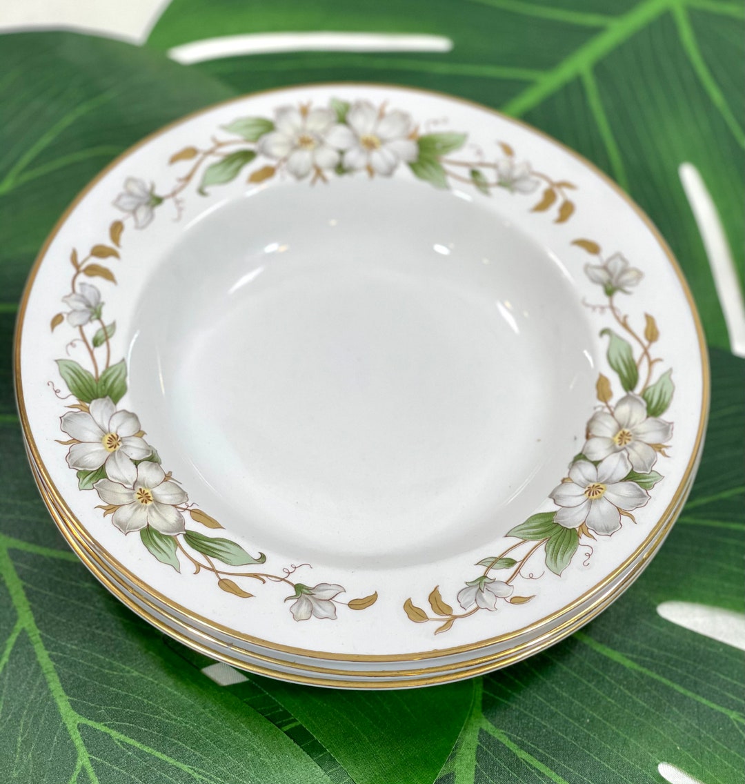 Vintage Embassy Floral Soup Bowl, Gold Rim Dinnerware (8") (Y) - Etsy