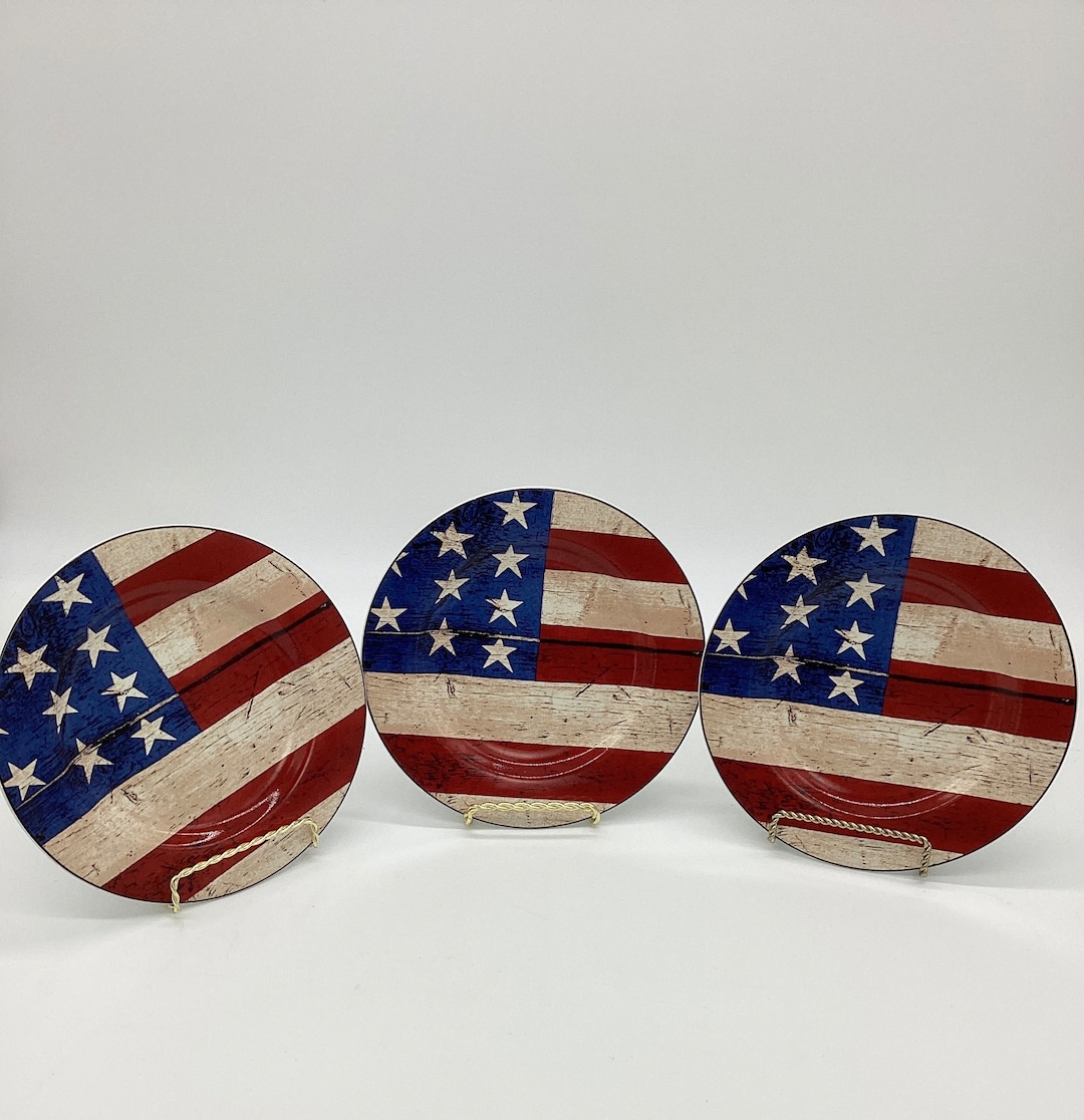 Sakura American Flag Plate Warren Kimble Plate Patriotic Plate Summer ...