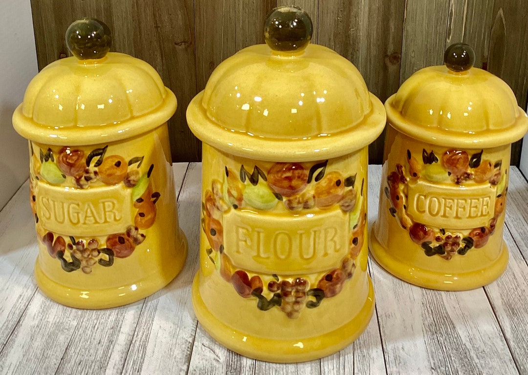 Ceramic Canister Set Kitchen Decor Canister Jars Kitchen Storage ...