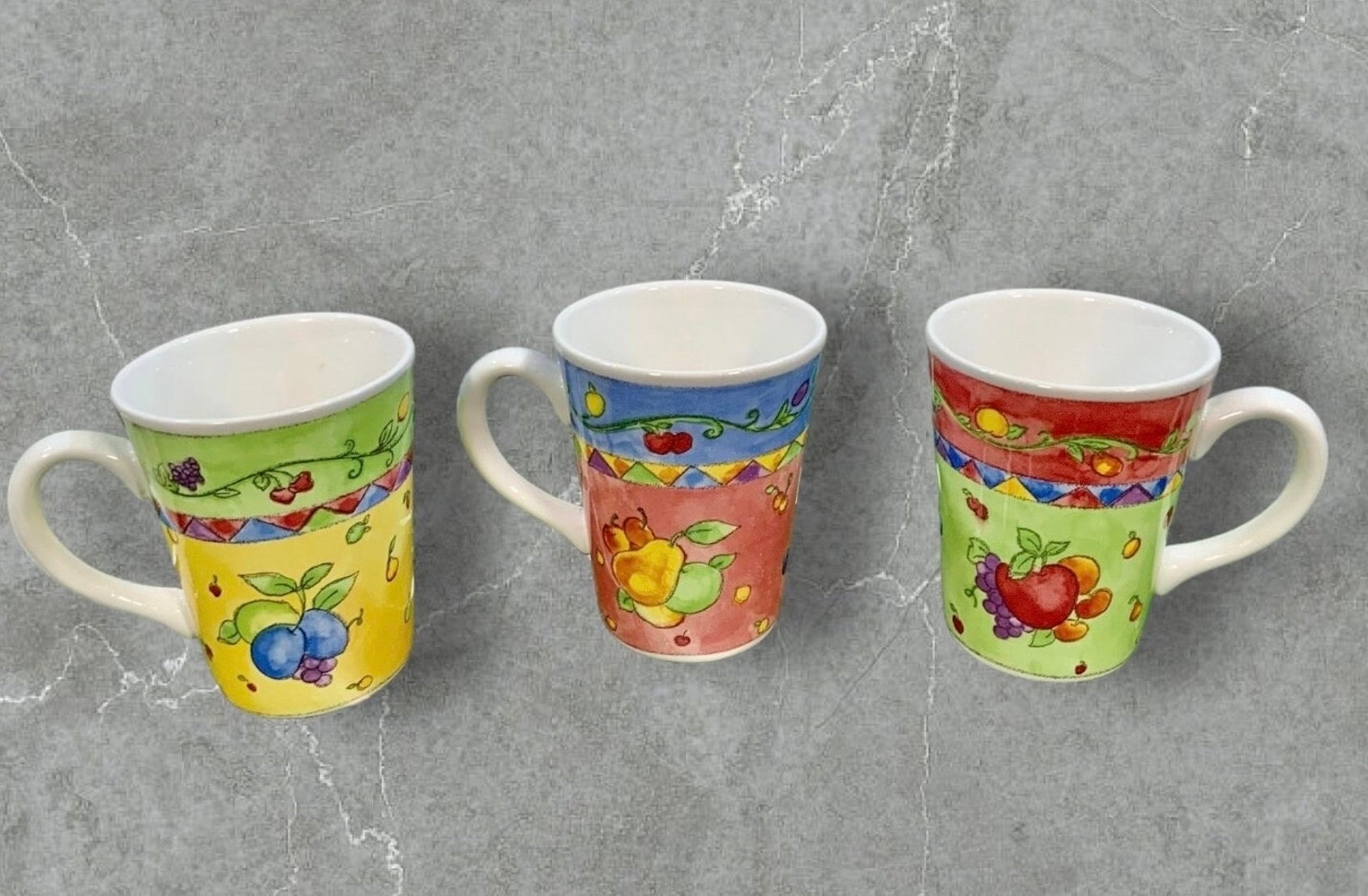 Sangria by Sango Fruit Mugs, Colorful Kitchen Decor, Set of 3 (H5-10 ...