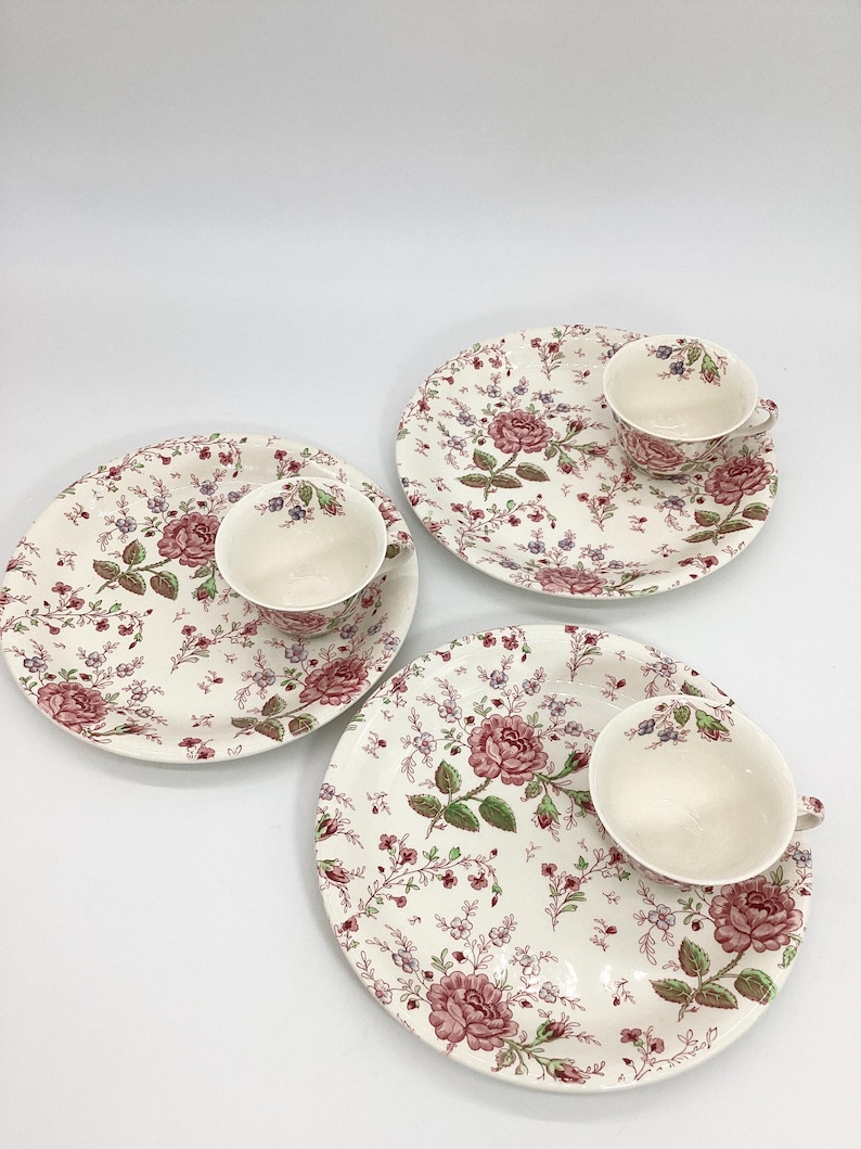 Vintage Johnson Bros Rose Chintz Snack Plate and Teacup Set (H-404) - Etsy