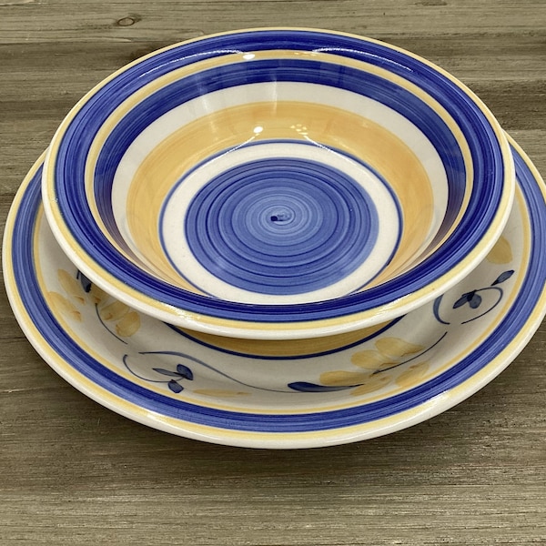 Yellow and Blue Dinnerware Set - Etsy