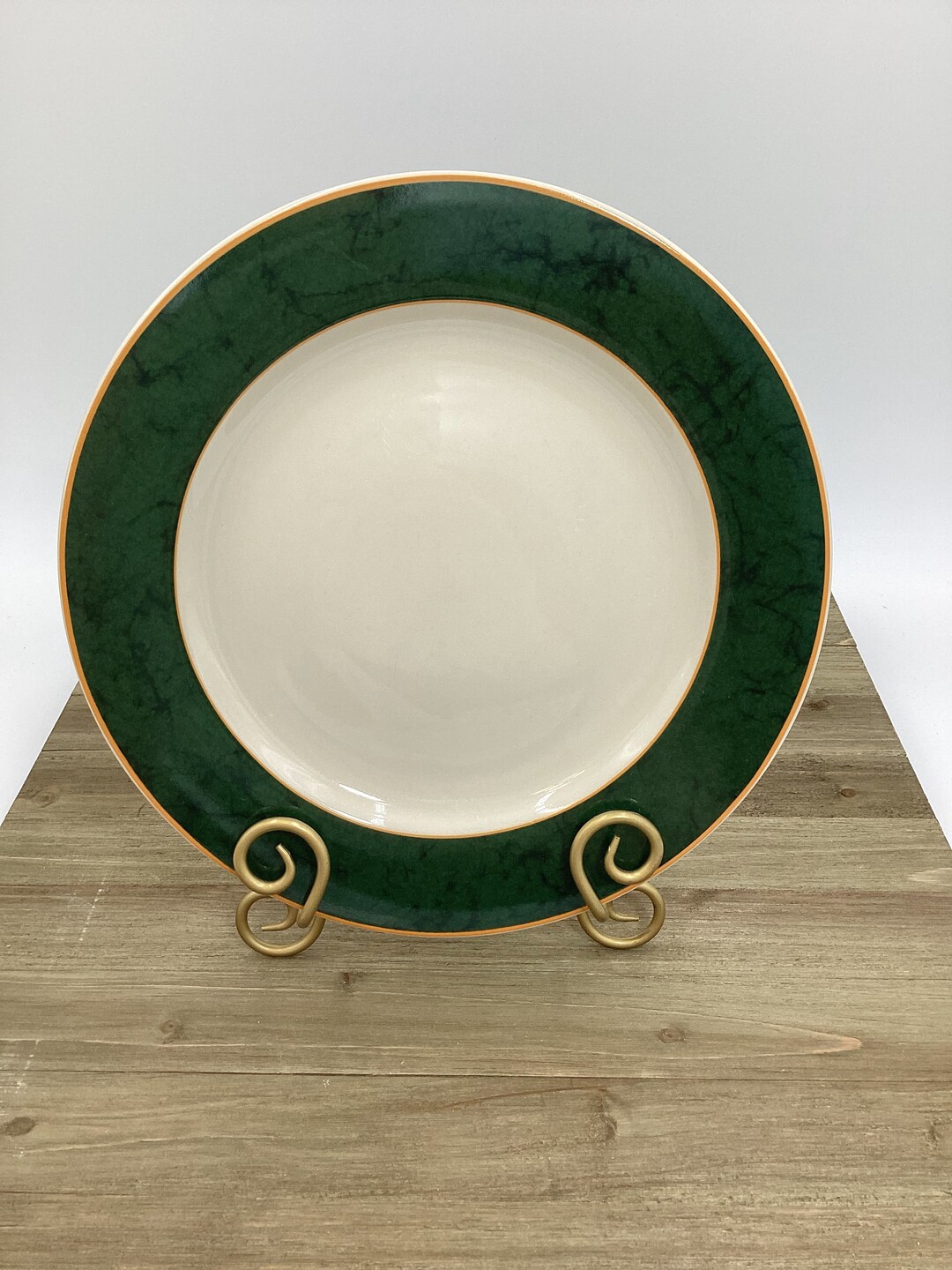 Set of 13 Sakura White Roses Dinner Plates, Green Rim, Vintage Charm ...